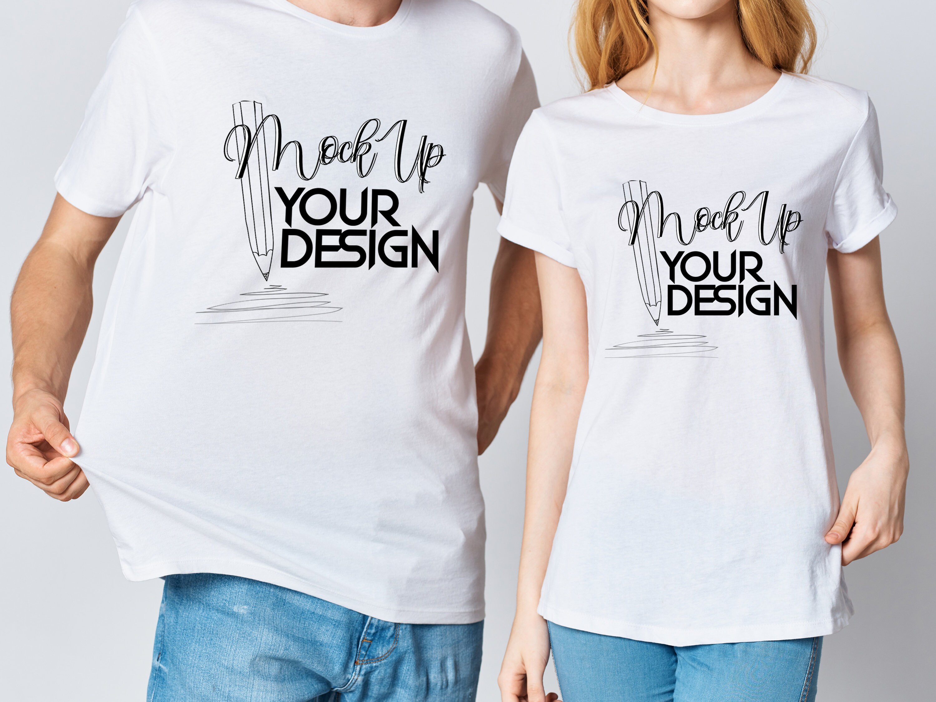 Couple T Shirt Mockup Mockup For Couples Woman And Man White Etsy