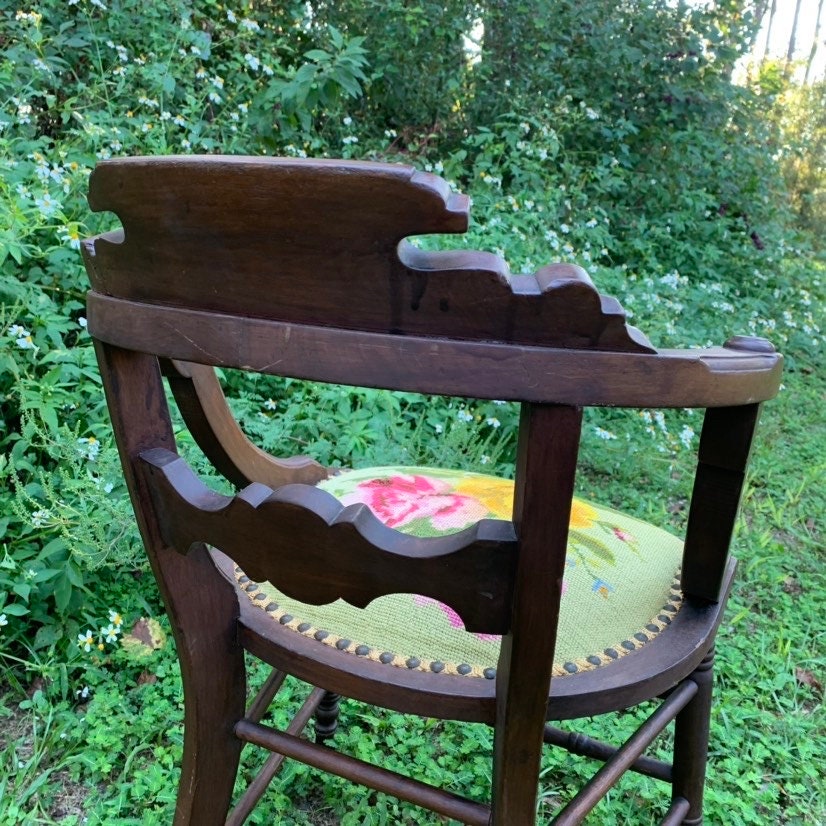 Antique Wood Chair, Walnut/mahogany Chair, Rounded Chair, Carved Wood ...