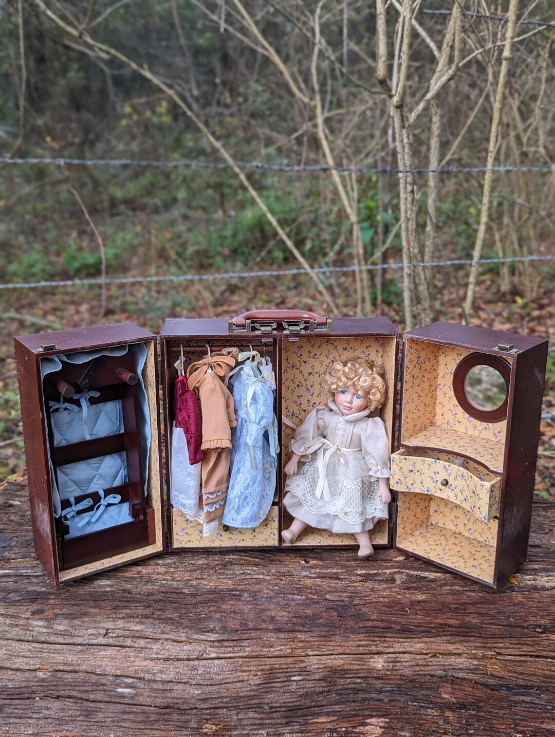 Cracker Barrel Rare Vintage Porcelain Doll Set With Carry Case - Etsy