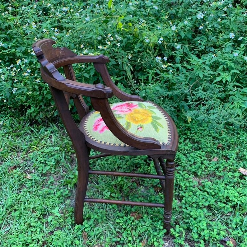 Antique Wood Chair, Walnut/mahogany Chair, Rounded Chair, Carved Wood ...