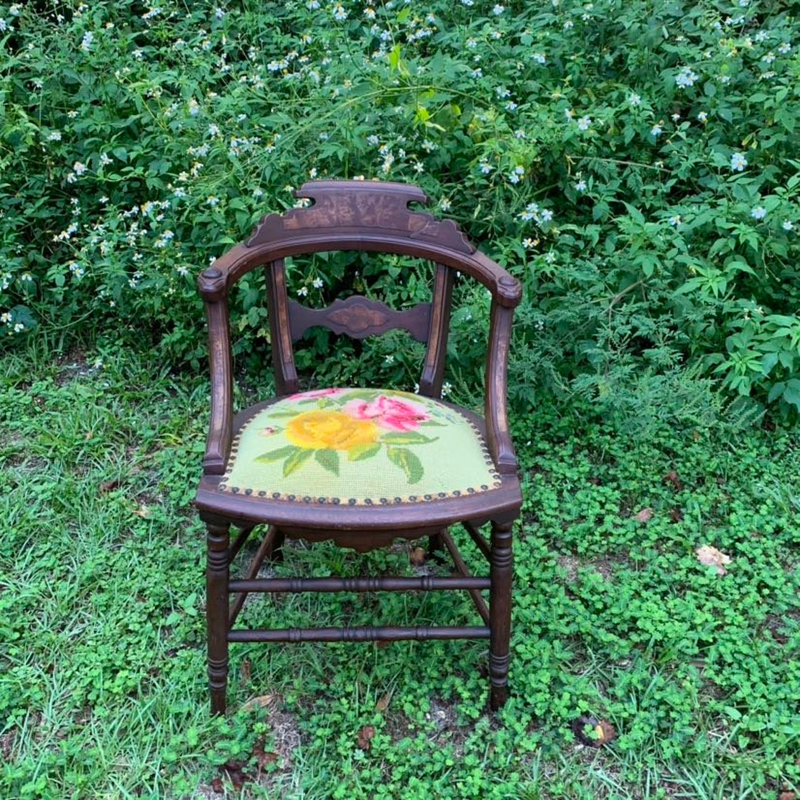Antique Wood Chair, Walnut/mahogany Chair, Rounded Chair, Carved Wood ...
