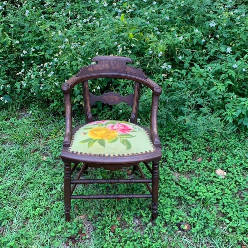 Antique Wood Chair, Walnut/mahogany Chair, Rounded Chair, Carved Wood ...