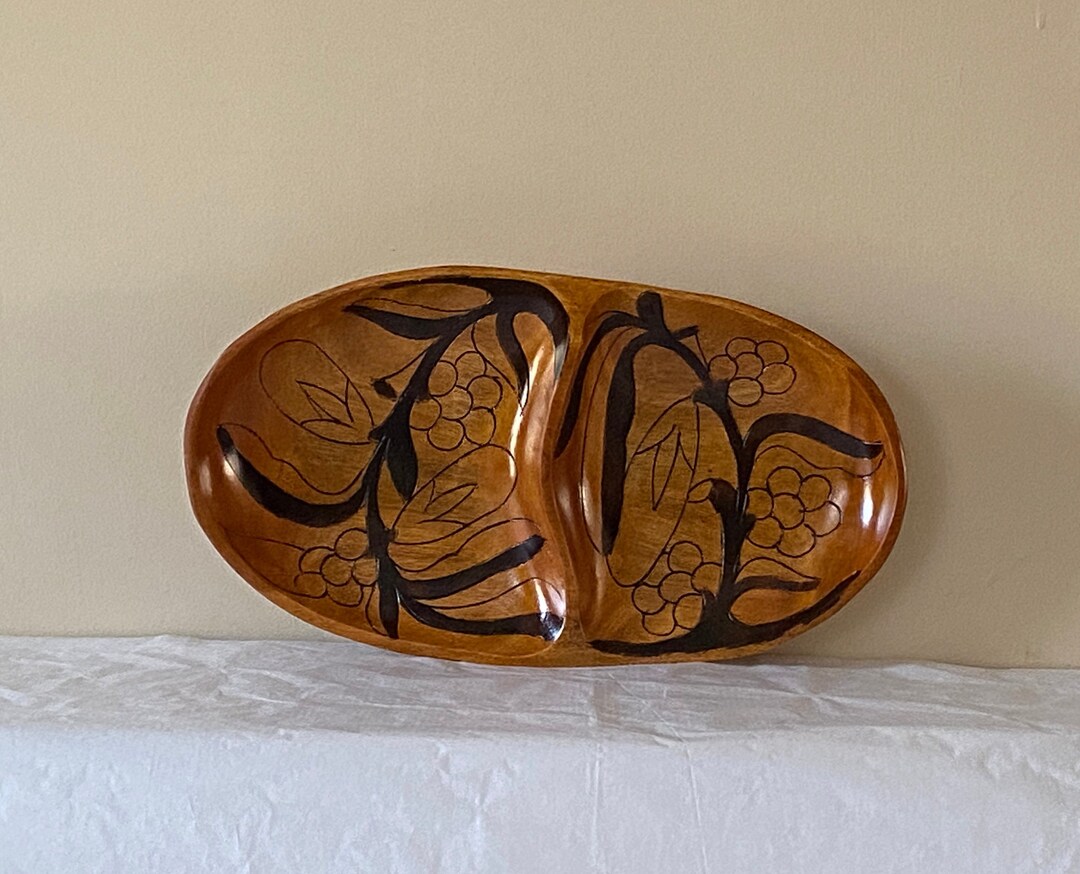 Haitian Oak Wood Hand-painted Appetizer Tray - Etsy