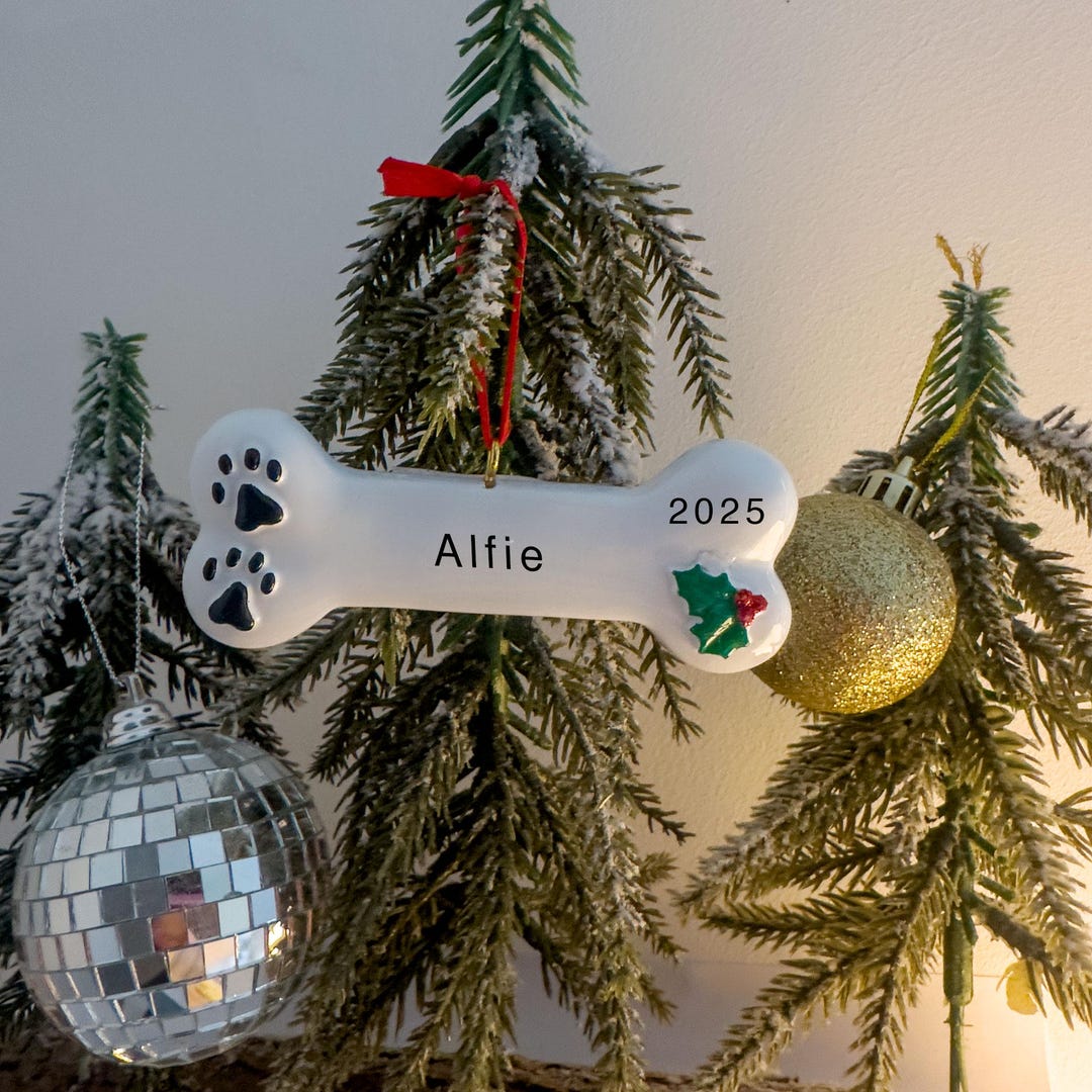 Personalised Dog Bone Christmas Tree Decoration Ornament 2025 ...