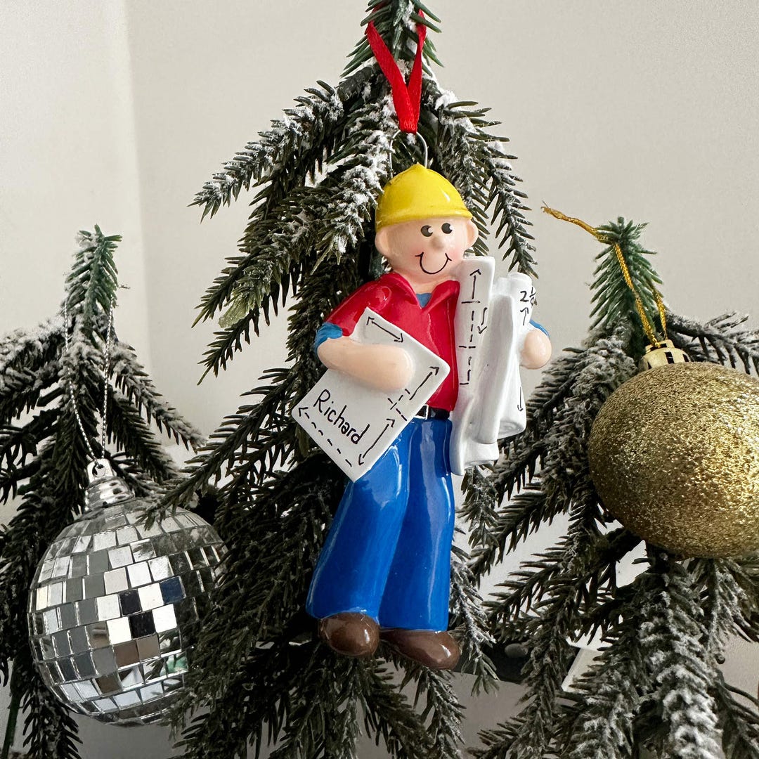 Personalised Construction Architect Male Christmas Tree Decoration ...