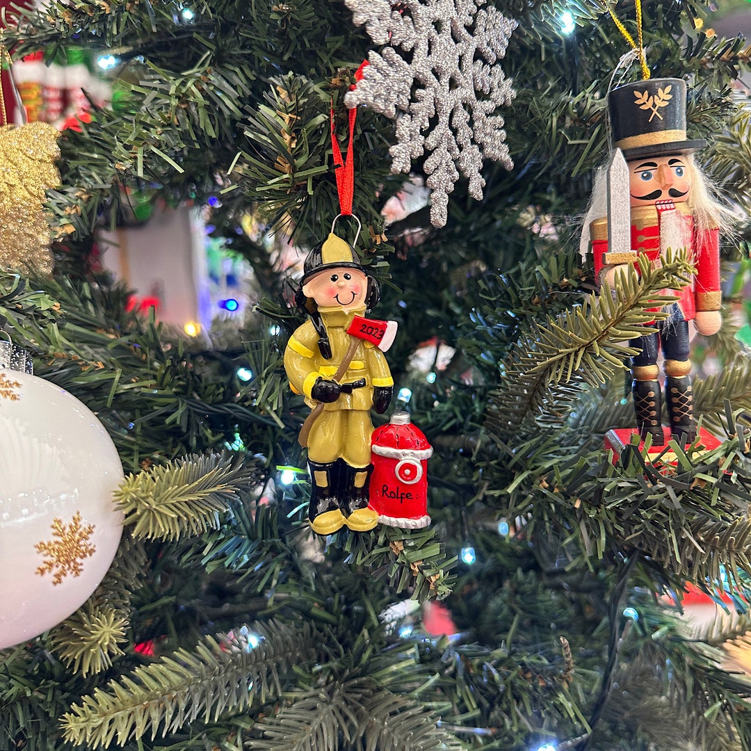 Personalised Male Fireman Christmas Ornament, Customised Firefighter ...