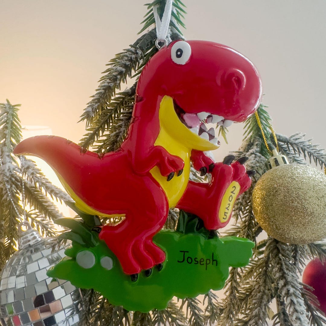 Personalised Dinosaur T-rex Christmas Tree Decoration Ornament 2025 ...