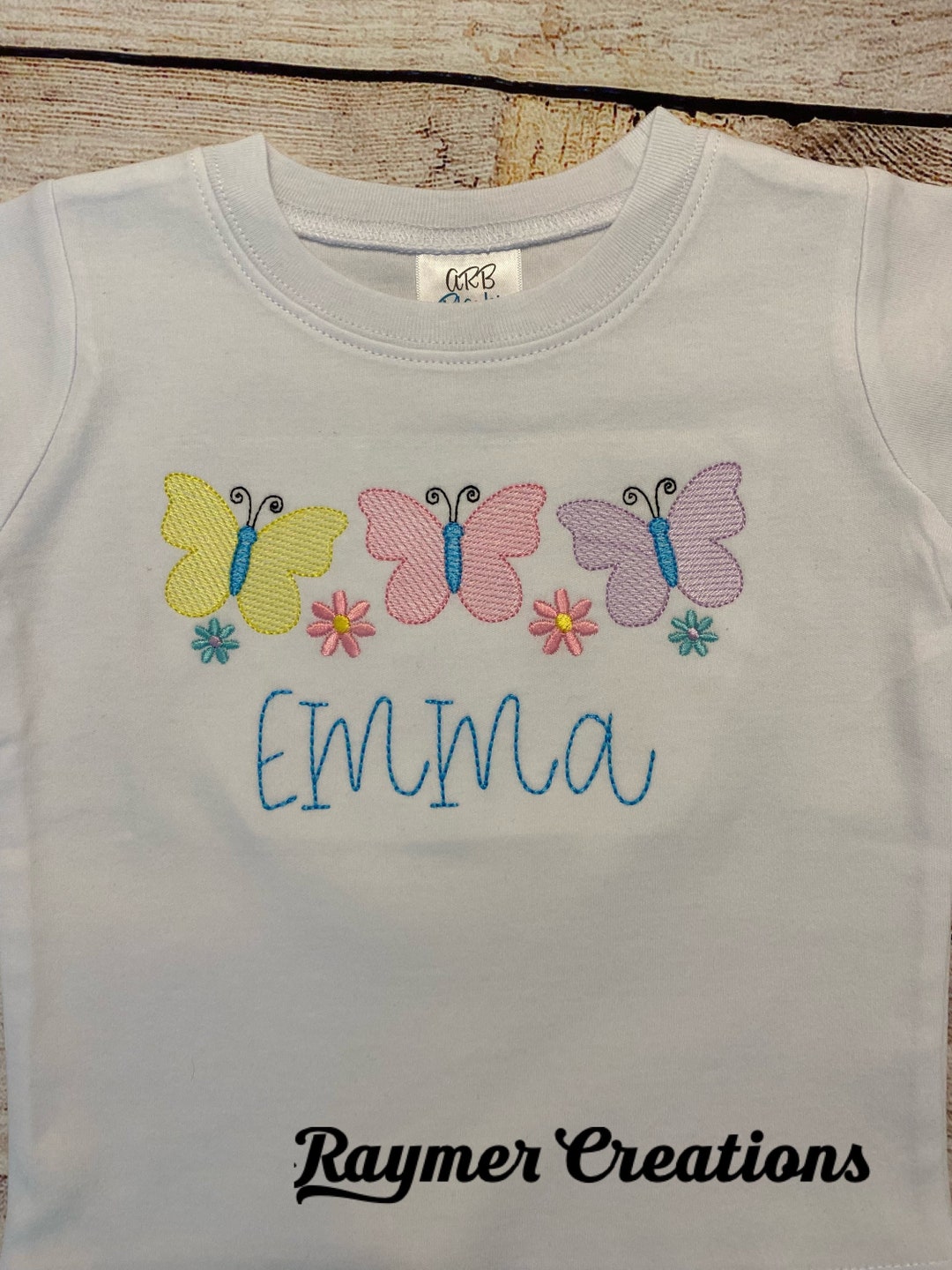 Girls Butterfly Trio Embroidered Shirt Butterflies and - Etsy