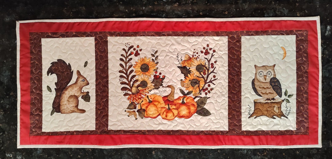NEW Handmade Fall Critters Quilted Table Runner 18 X 44 - Etsy
