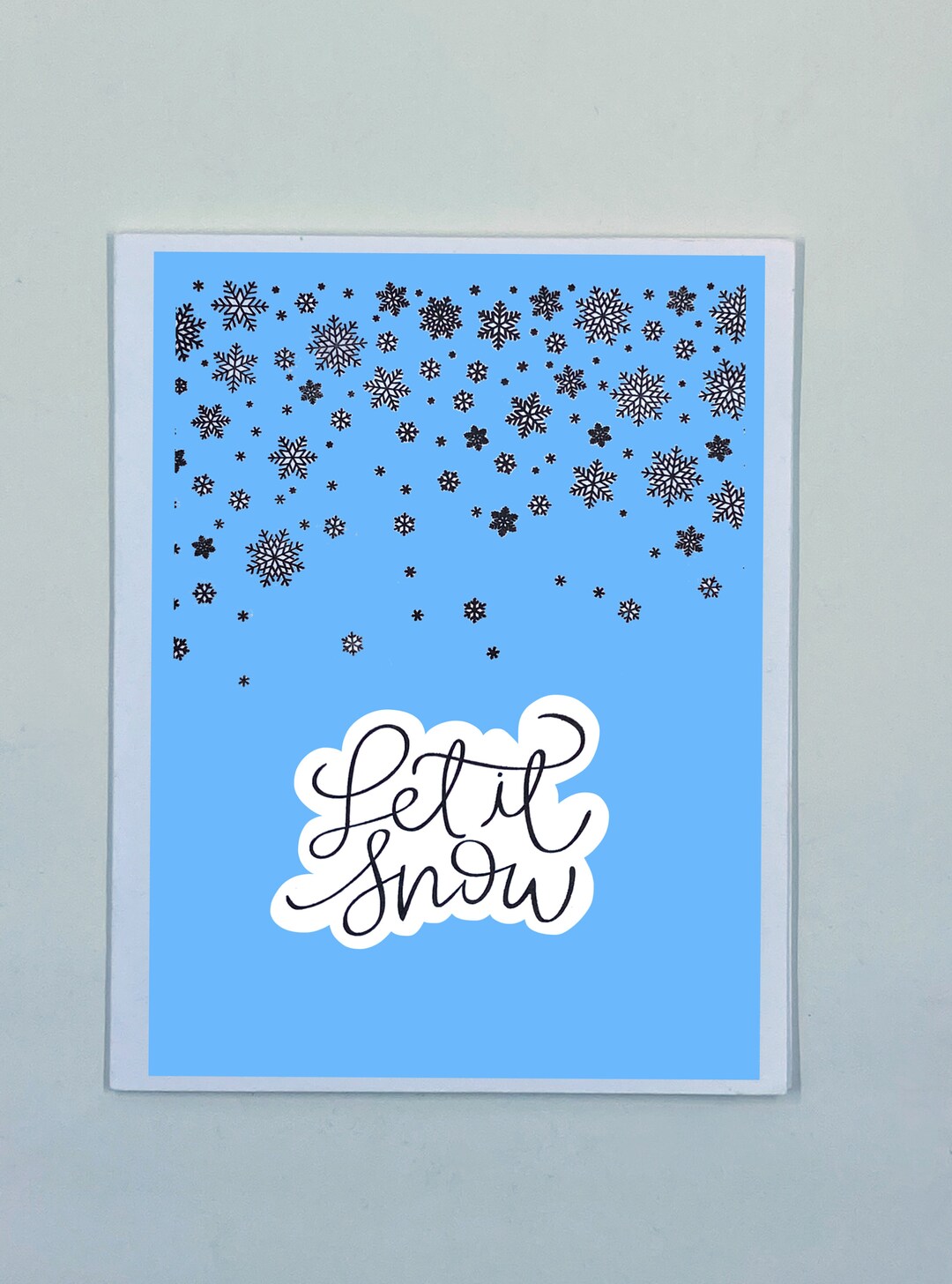 Let It Snow Blue Christmas Card Holiday Decor Stationary Custom - Etsy