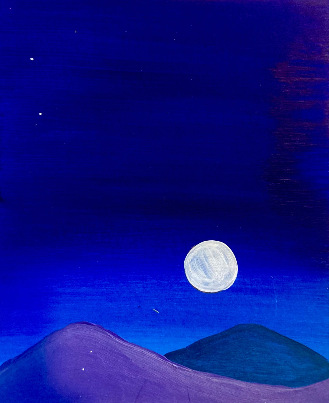 Simple Mountainscape Acrylic Painting Silhouette Home Decor Made to ...