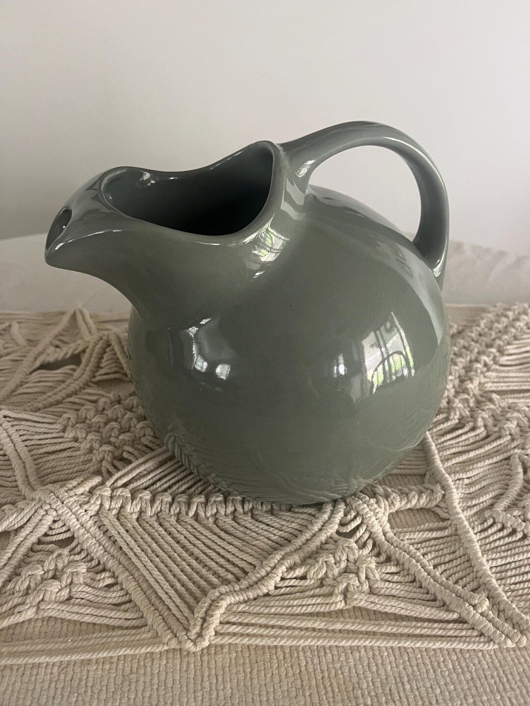 Vintage Gray Water Pitcher - Antique Hall Pottery Ball Pitcher - 633 ...