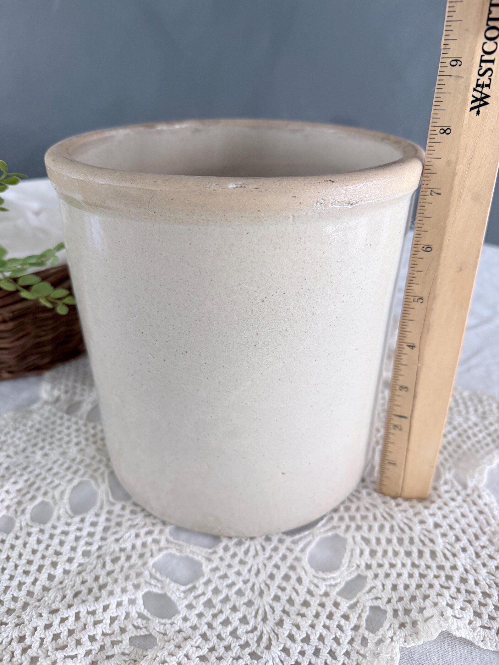 Antique 1 Gallon Stoneware Crock - Salt Glazed Crock - Farmhouse ...