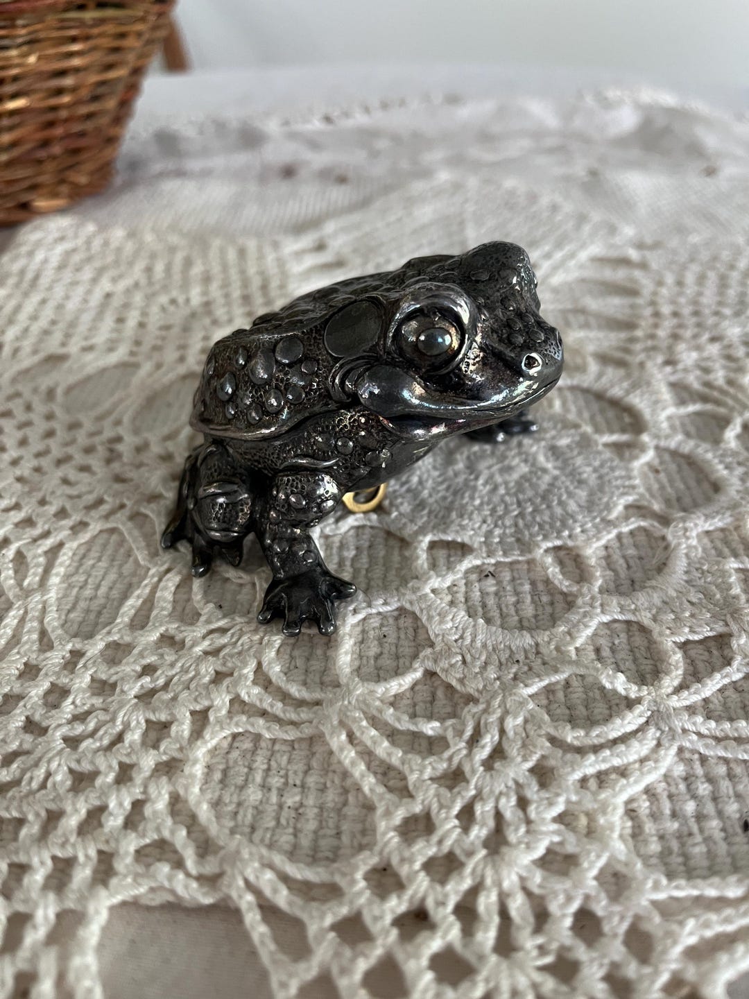 Vintage Reed & Barton Frog / Toad Music Box - Frog /toad Musical Knick ...