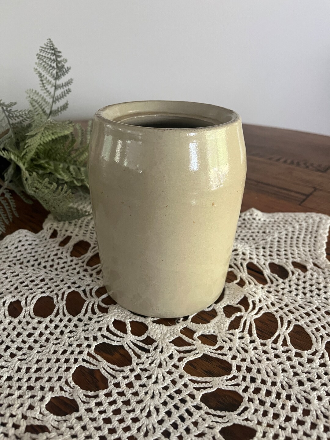 Antique Small Stoneware Crock - Lidded Canning Crock - Preserve Crock ...