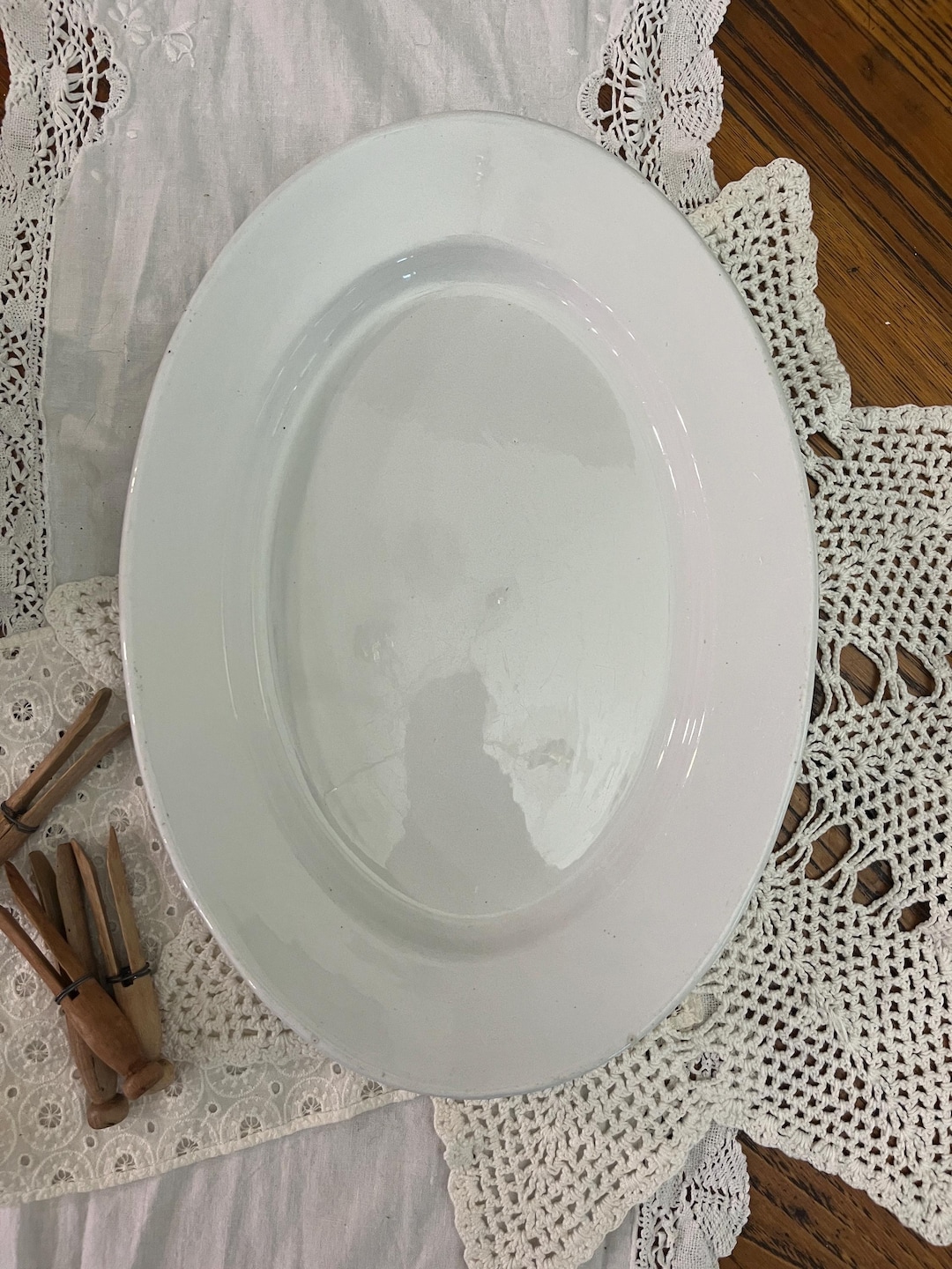 Antique Furnival & Co White Ironstone Platter - Thick / Heavy Stone ...