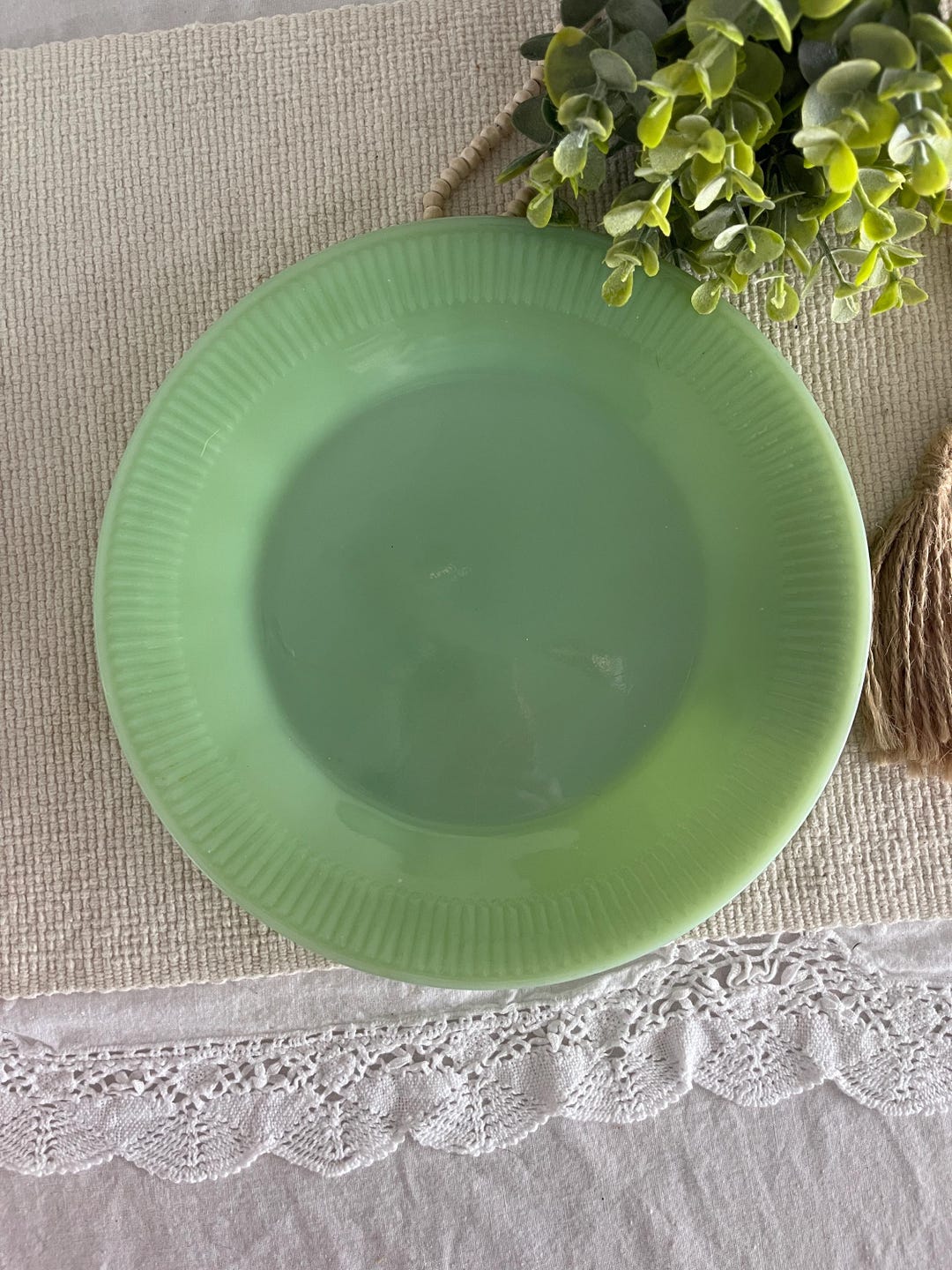 Antique Fire King Jadeite Dinner Plate - 9” Jane Ray Jadeite Dinner ...