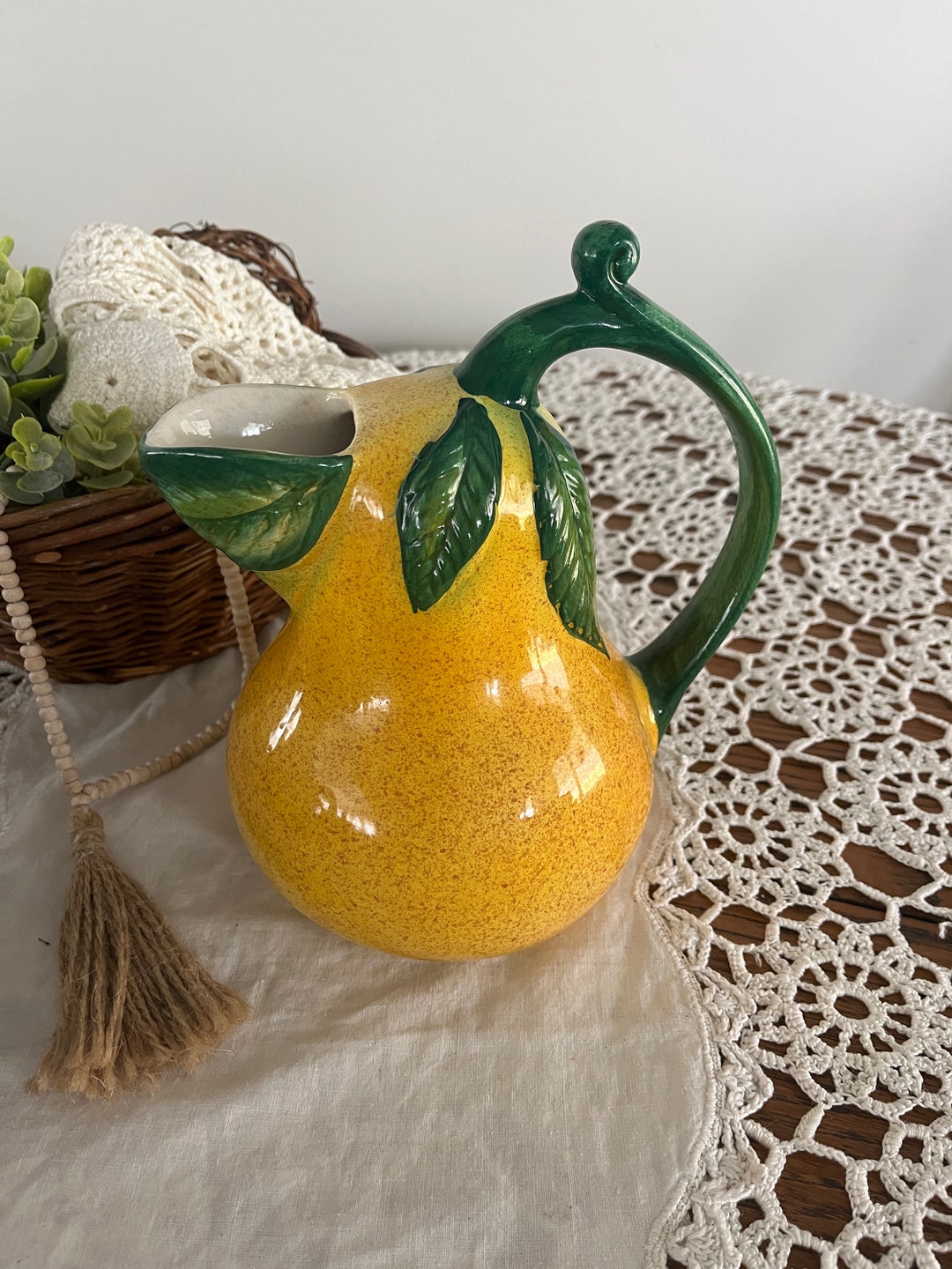 Vintage Italian Pear Pitcher - Majolica Pear Pitcher Made in Italy - Etsy
