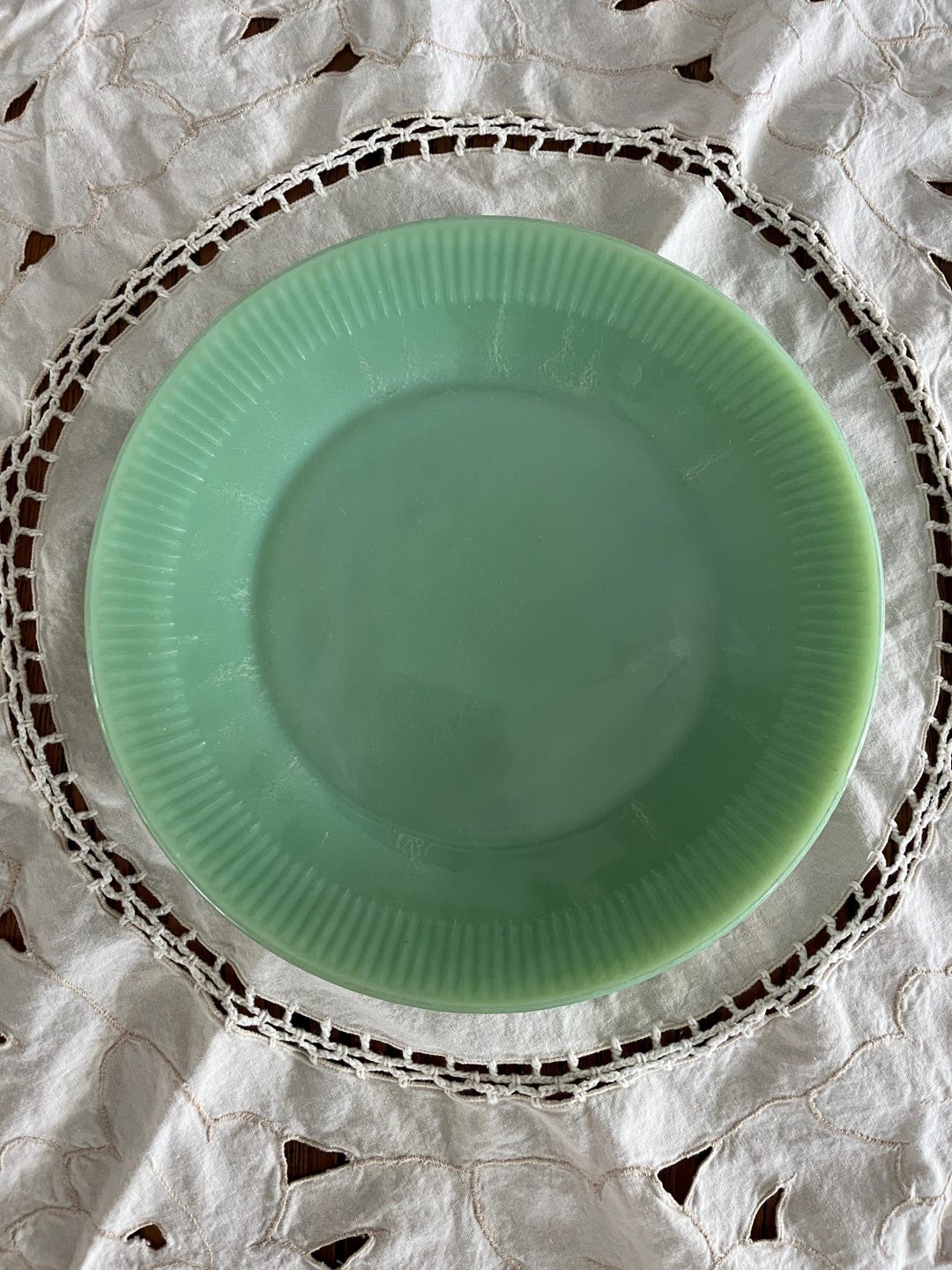 CHIPPED Antique Fire King Jadeite Jane Ray Dinner Plate (3 Available ...