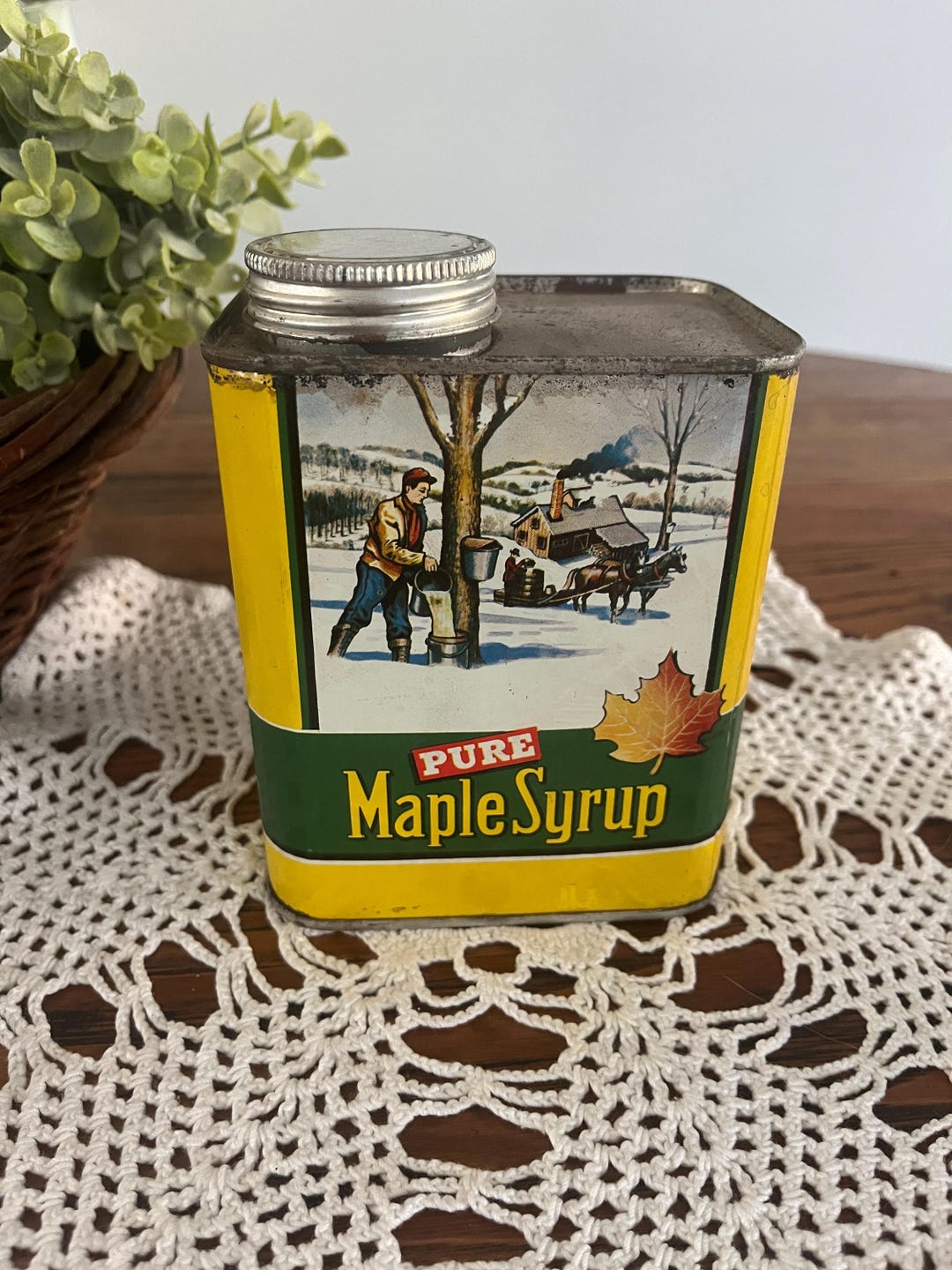 Antique Pure Mapke Syrup Tin - One Quart Maple Syrup Tin MCM Decor - Etsy