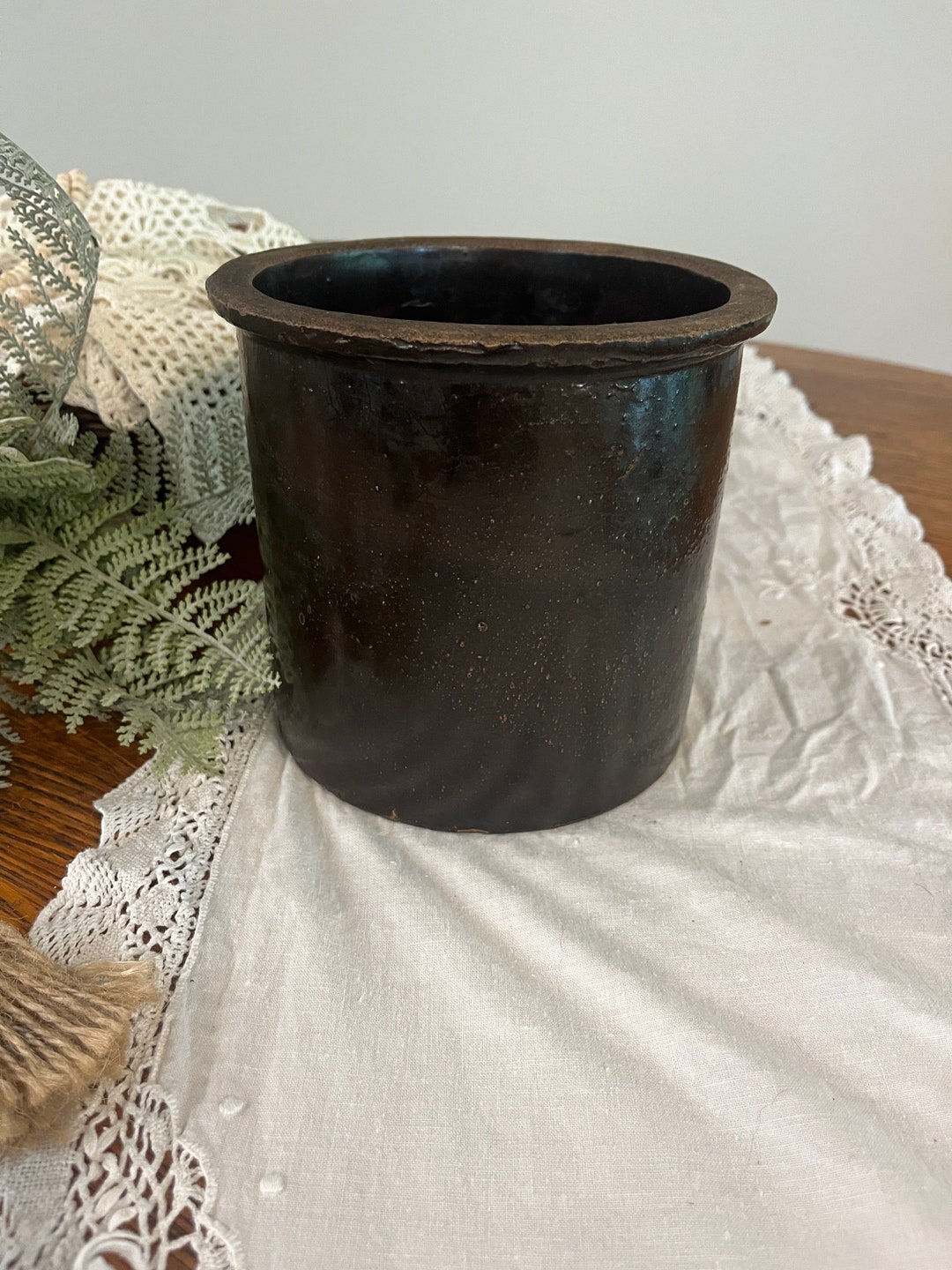 Antique Brown Stoneware Crock Crock Insert Small Brown Crock - Etsy