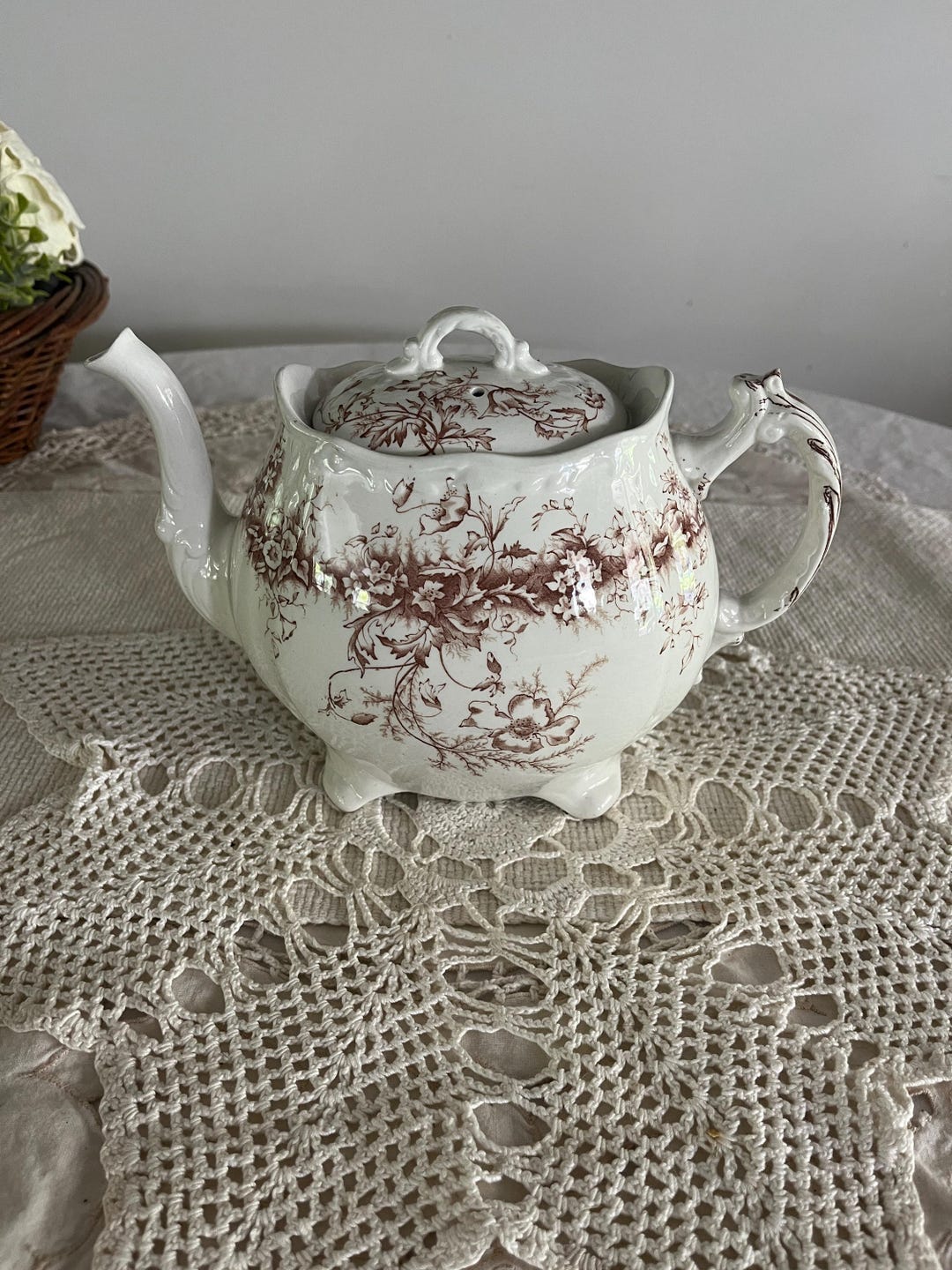 Antique Transferware Ironstone Teapot - Colonial Pottery Stoke England ...