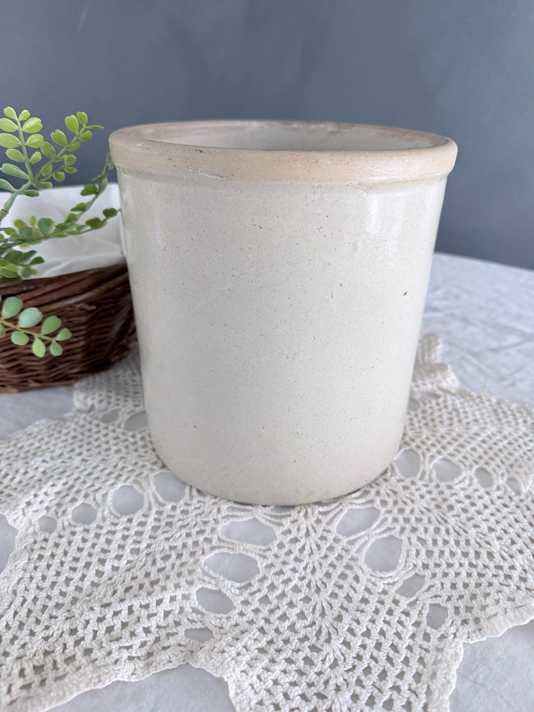 Antique 1 Gallon Stoneware Crock - Salt Glazed Crock - Farmhouse ...
