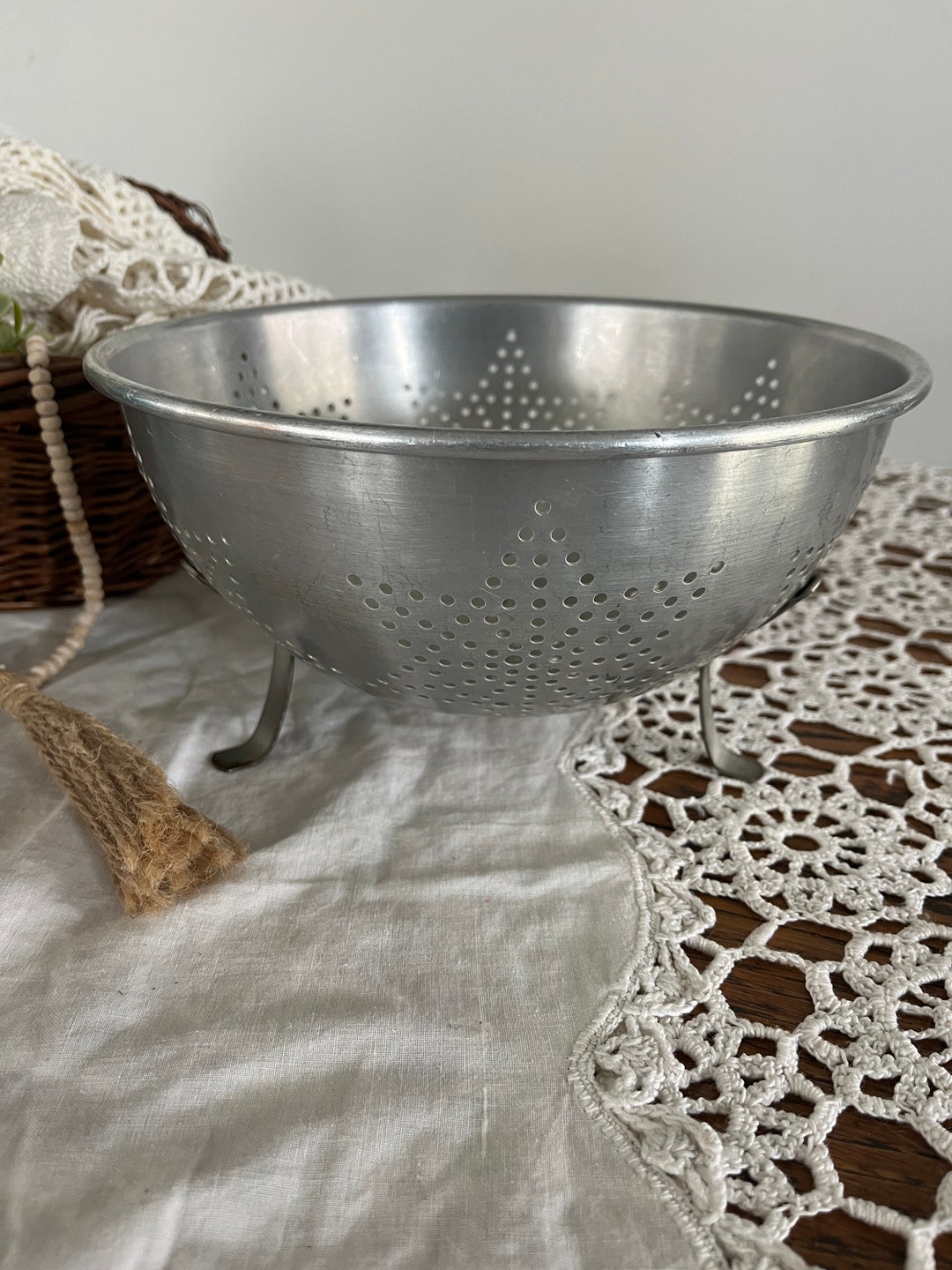 Antique Standing Strainer - Star Pattern Aluminum Strainer / Sieve - Etsy