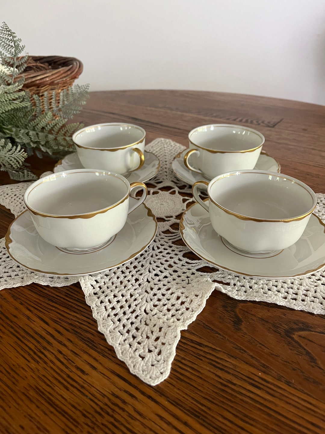 Antique Warwick China Cup and Saucer - Gold Trim Scio Ranson - Set of 4 ...
