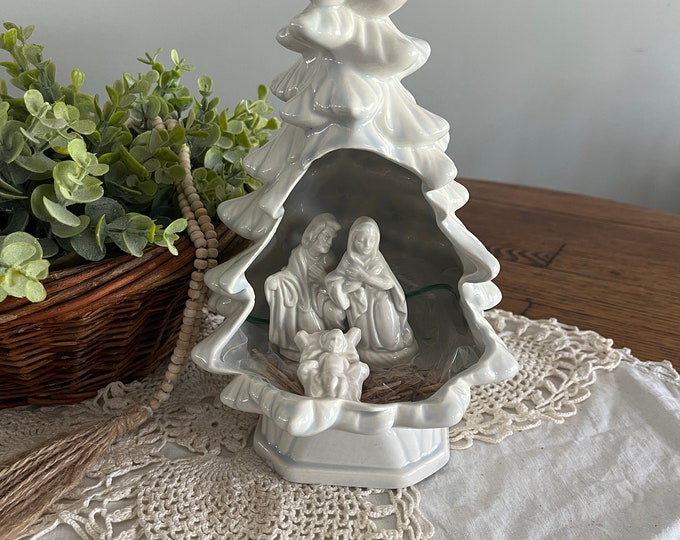 Vintage Ceramic Christmas Tree Nativity Set - Antique Christmas Tree ...