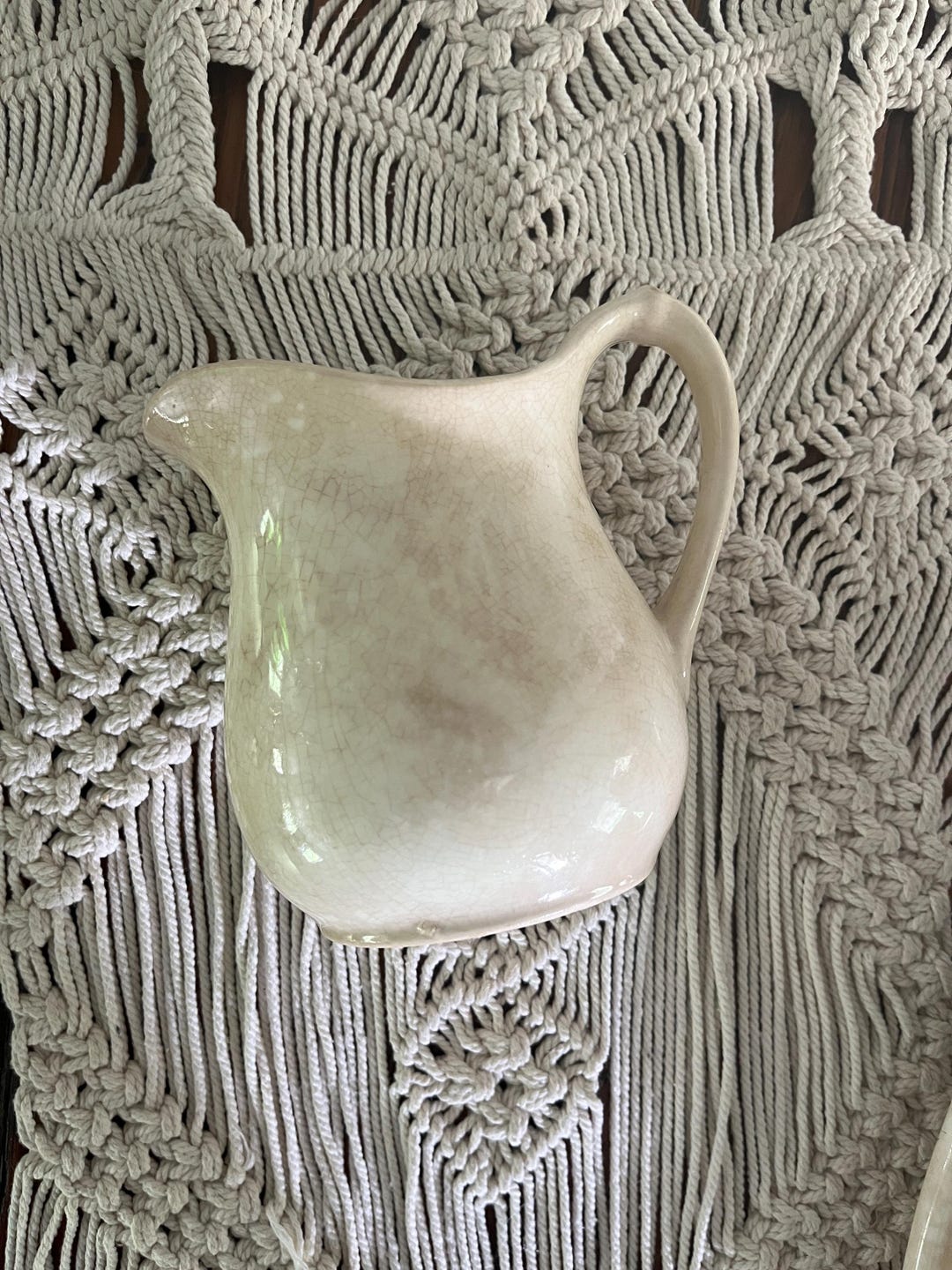 Antique Ironstone Pitcher - Small Milk Pitcher - Crazed and Stained All ...