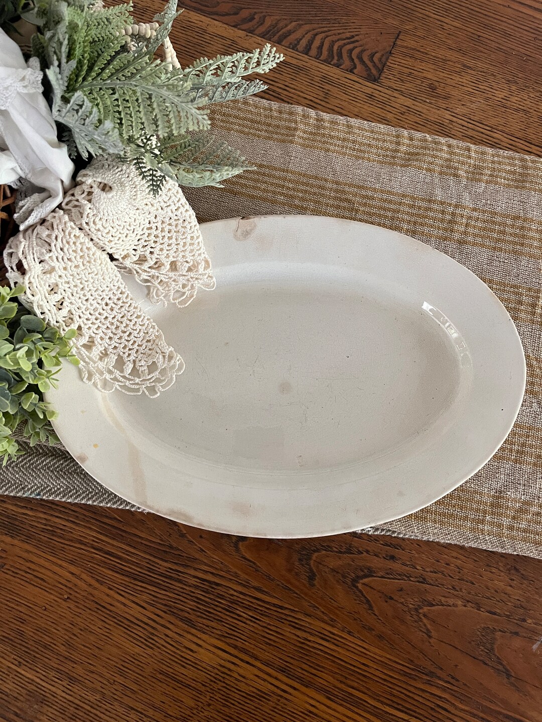 Antique B.p.co. Ironstone Platter - Semi-granite Heavily Stained and ...
