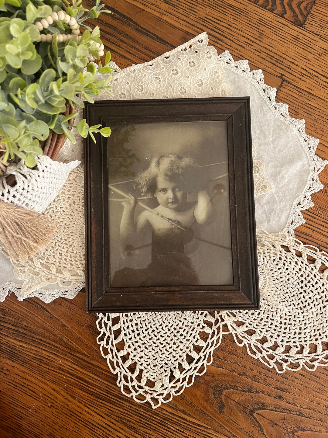 Framed Cupid Awake Lithograph Antique Cupid Picture Antique Valentines ...