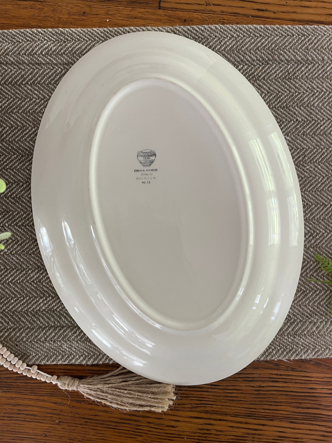 Edwin M. Knowles Semi Vitreous Platter Yellow and White - Etsy