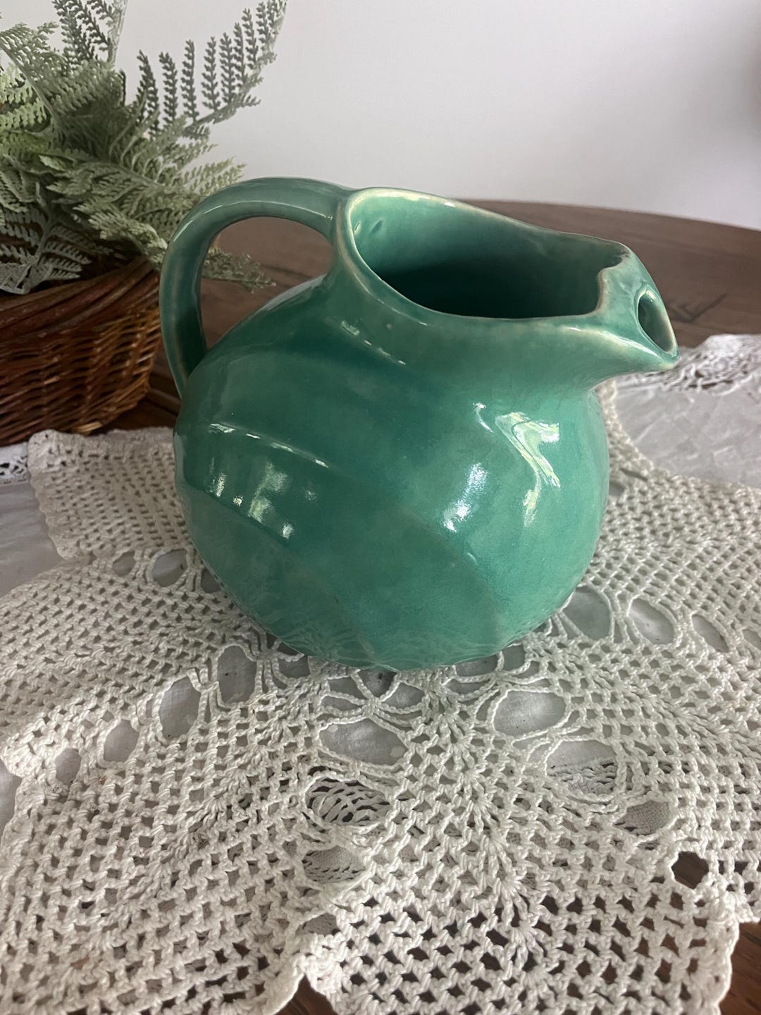 Antique Aqua / Teal / Light Green Ball Tilt Pitcher - 1940s Mccoy ...