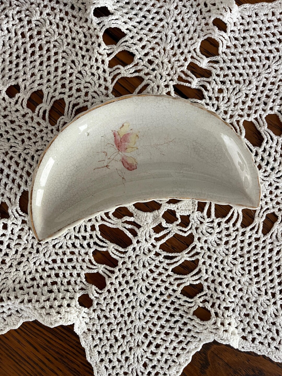 Antique Tranferware Bone Dish - Crazed and Stained Bone Plate - Etsy