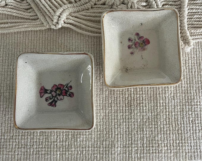 Antique Transferware Butter Pat Set - Ironstone Butter Pats With Floral ...