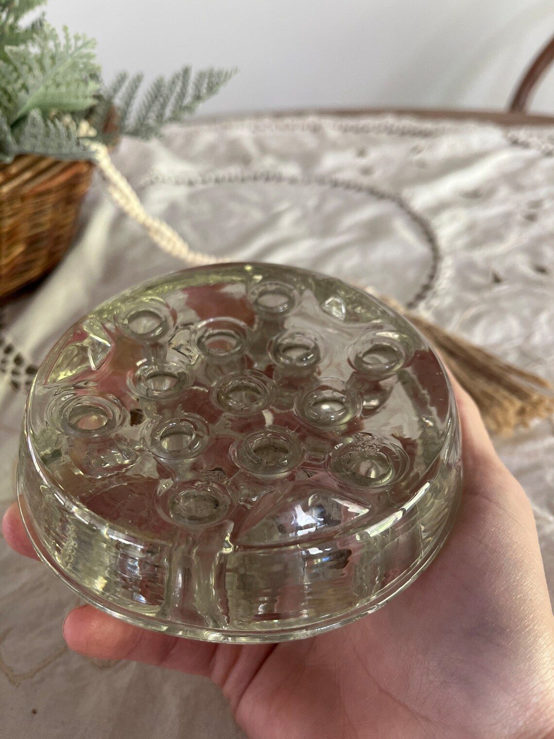 Antique Glass Floral Frog - Etsy