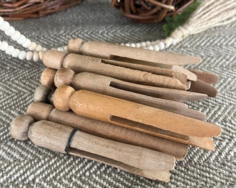 Antique Wooden Clothes Pins. Clothespins in the Primitive Handmade ...