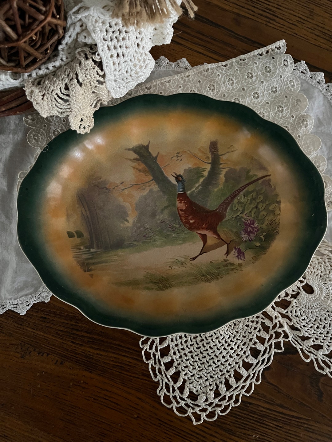 Antique Imperial China Pheasant Platter - Etsy