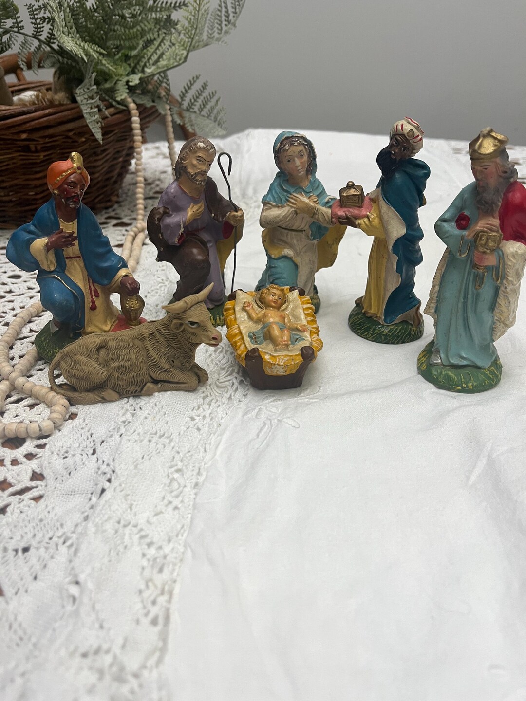 Antique Miniature Nativity Set - 9 Piece Small Nativity Figurines - Etsy
