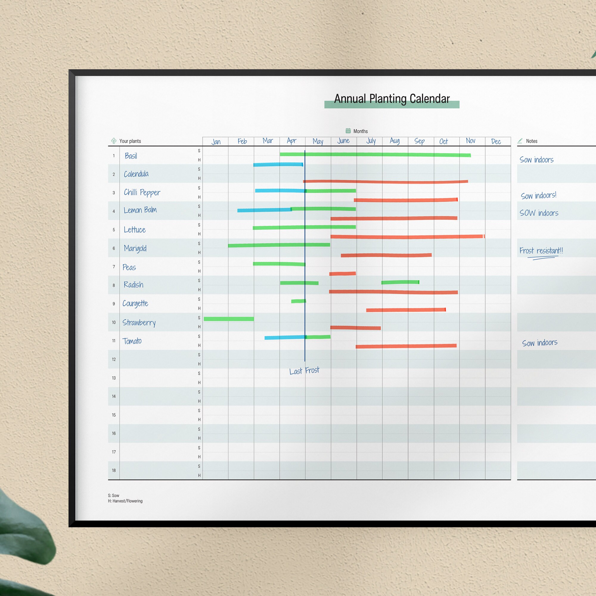 Annual Planting Calendar Printable Garden Planner A4 - Etsy