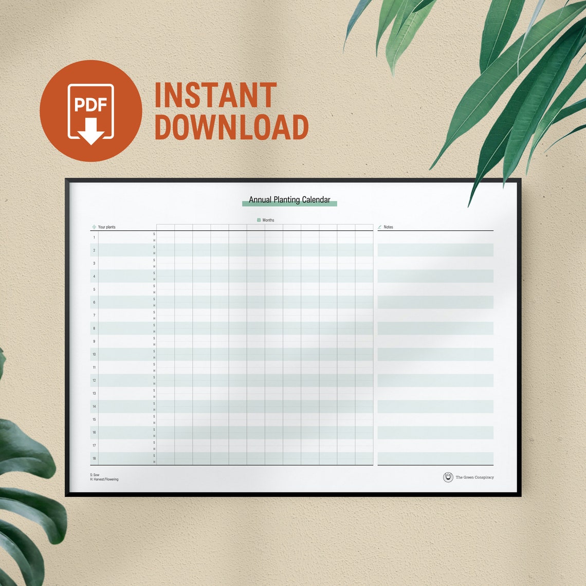 Annual Planting Calendar Printable Garden Planner A4 - Etsy