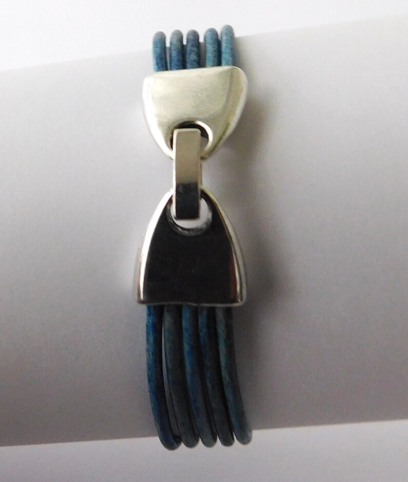 Delicate Blue Distressed Leather Bracelet: Bohemian Style, Custom Size ...