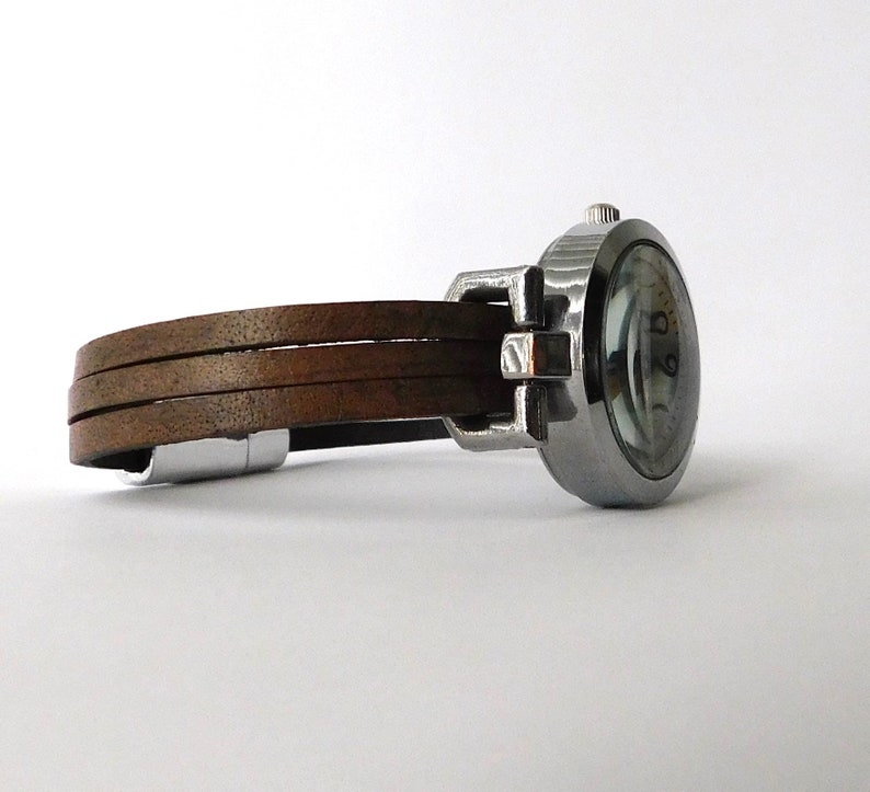 Women's Wristwatch: Custom Size Distressed Leather Band, Magnetic ...
