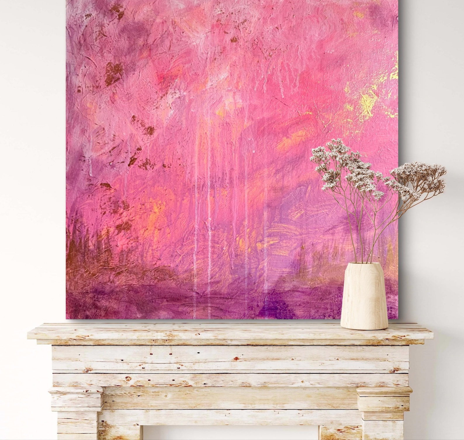 Light Pink Abstract Artwork, Extra Large Wall Painting, Minimalist ...