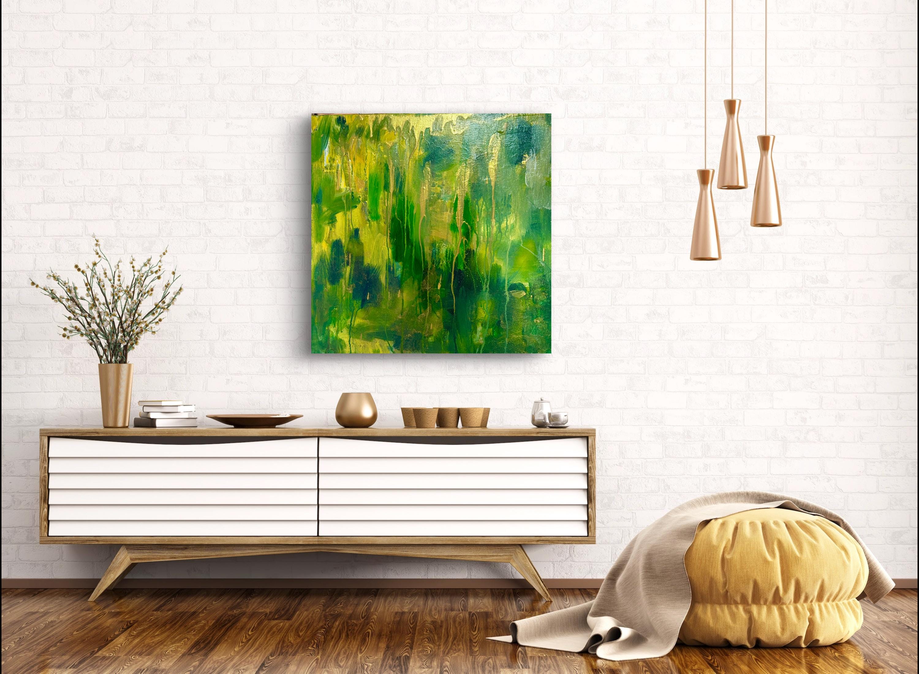 Green Abstract Original Art , Green Wall Art, Green Canvas Painting ...