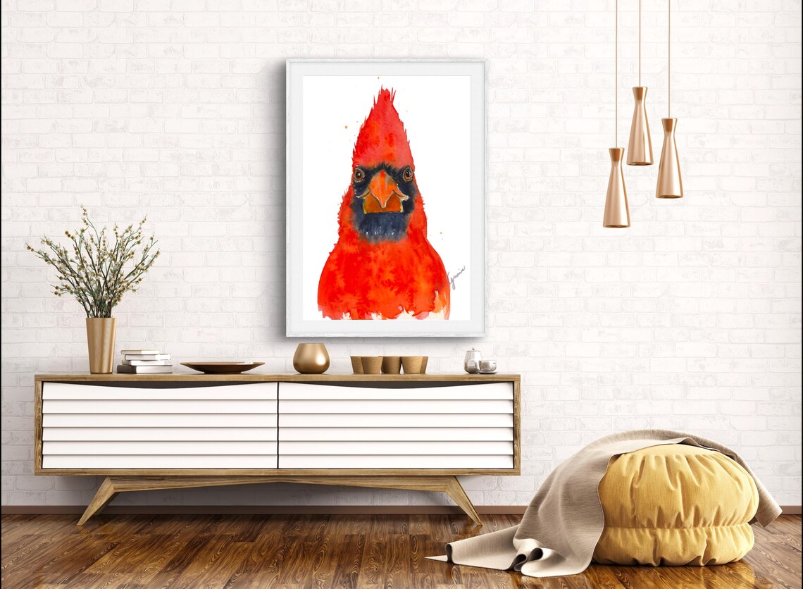 Cardinal Art Print, Cardinal Watercolor, Cardinal Wall Art, Cardinal ...