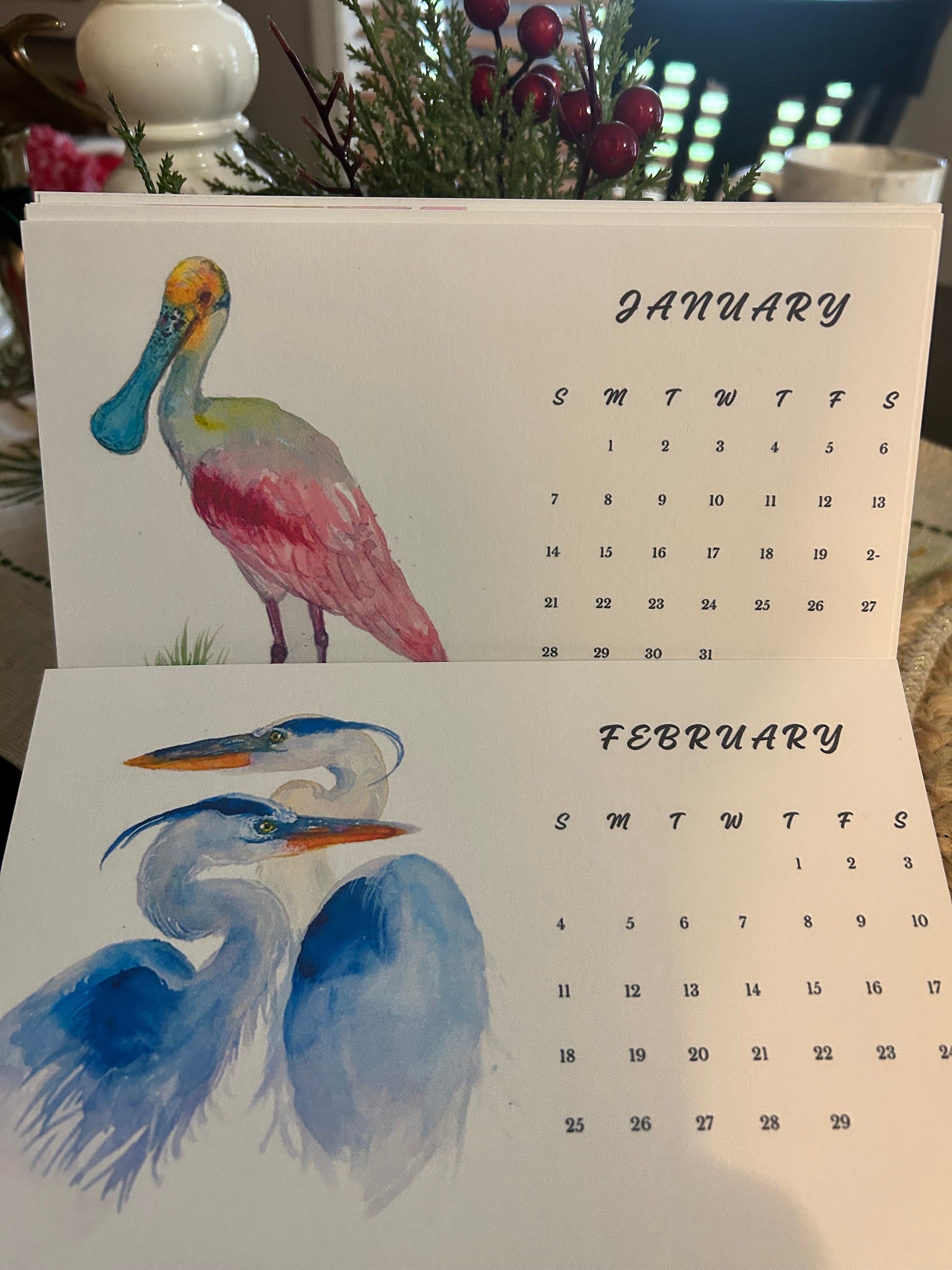 Calendar 2024, Art Calendar, Watercolor Calendar Bird, Art Birds, Birds ...