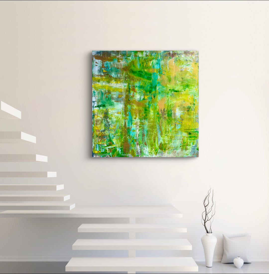 Green Abstract Original Art , Green Wall Art, Green Canvas Painting ...